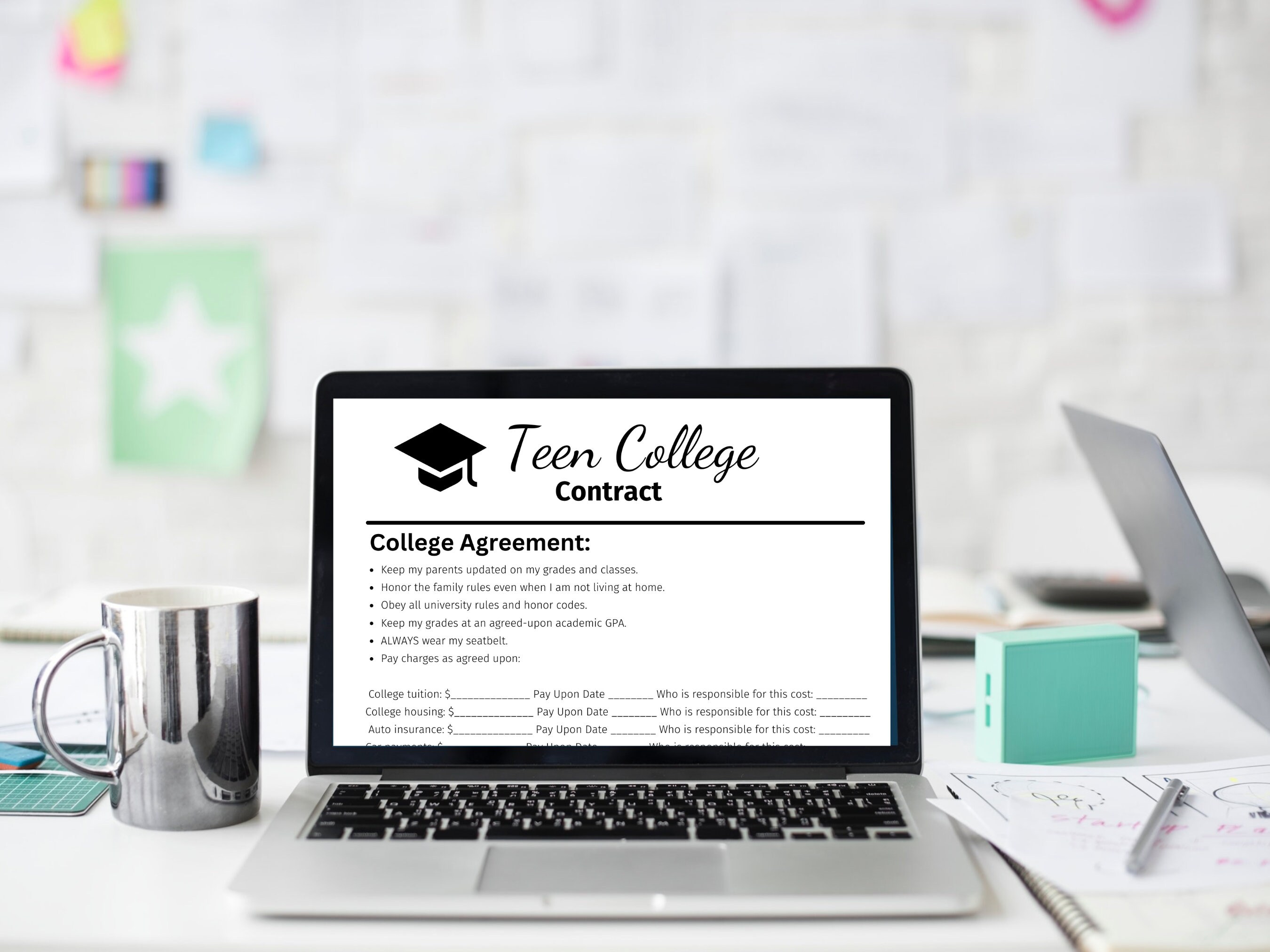 Teen College Contract Template Digital Download College Contract Pdf ...