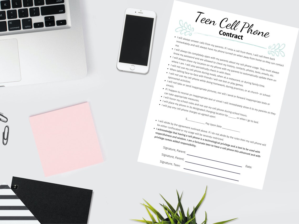 Teen Cell Phone Contract Template: Family Technology Rules (PDF) - Etsy