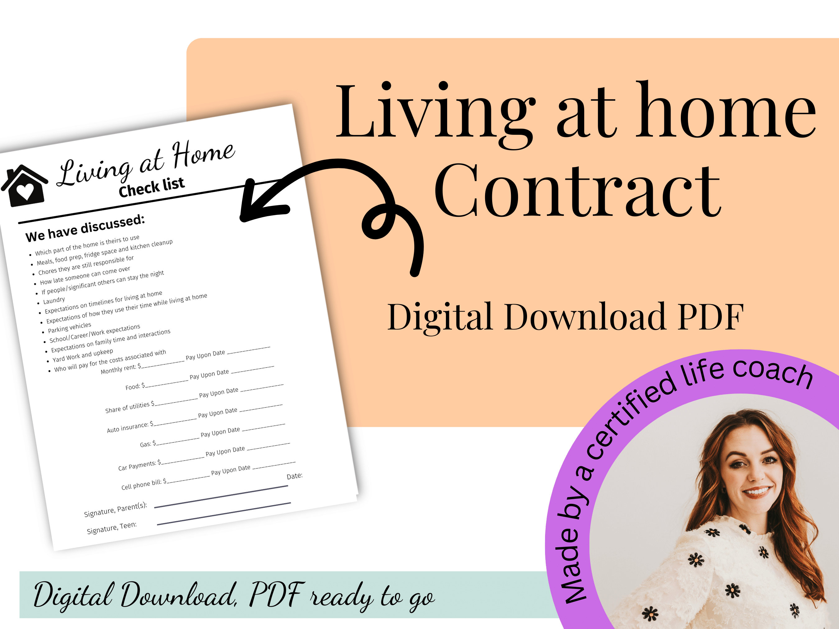 Teen Living at Home Contract Template (digital PDF) - Etsy