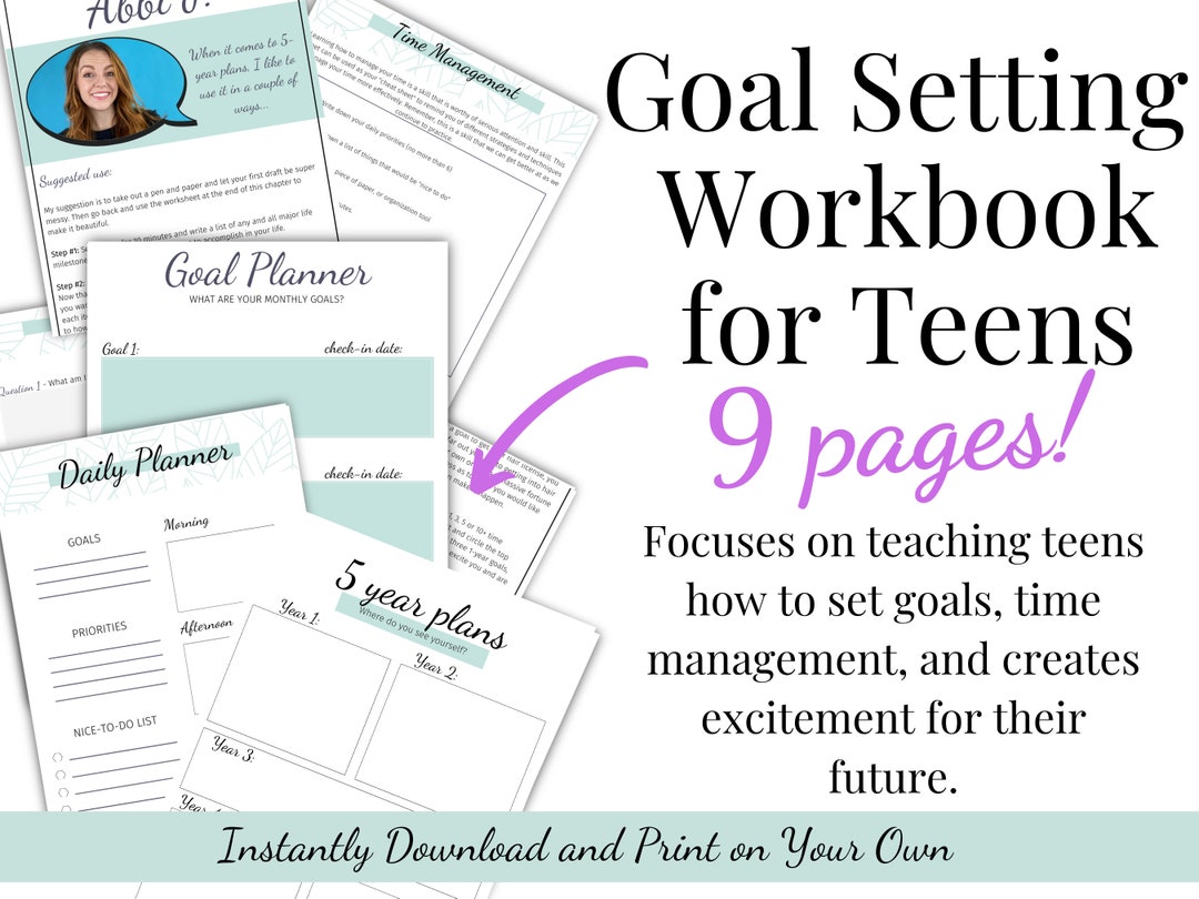 Goal Setting Workbook 9 Page Goal Digital Download Mental Health ...