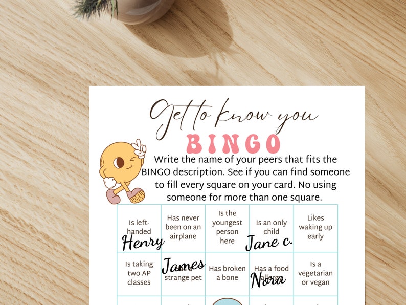 High School Back to School BINGO Cards Printable Get to Know You ...