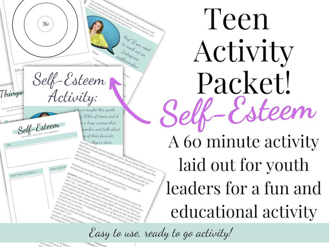 Teen Activity Packet Self Esteem Workshop Mental Health Resources PDF ...