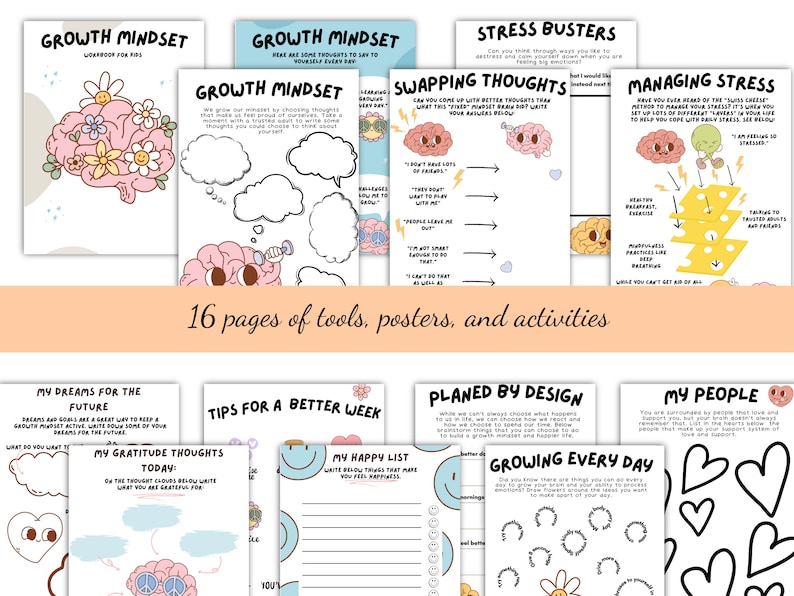 Kids Growth Mindset Workbook: Mental Health, Stress Management (PDF) - Etsy