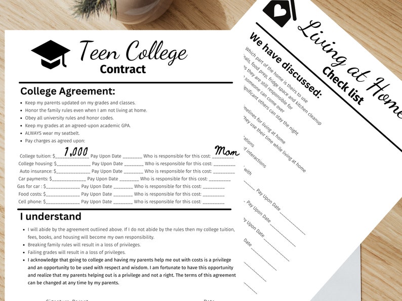 Teen Contract Template Bundle: Cell Phone, Driving, College (digital ...