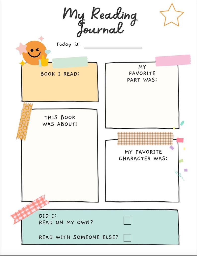Kids Reading Journal Printable: Daily, Weekly, Monthly Tracker (digital ...