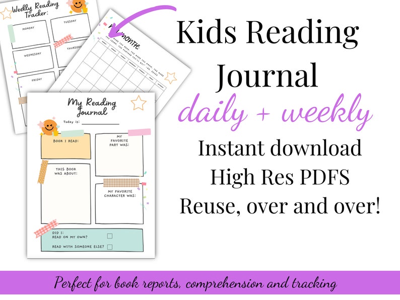 Kids Reading Journal: Daily & Weekly Tracker (digital Download) - Etsy