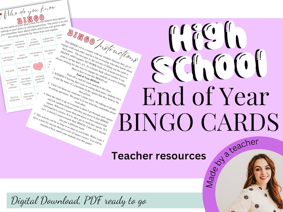 High School BINGO Cards Printable Get to Know You Bingo Cards Classroom ...