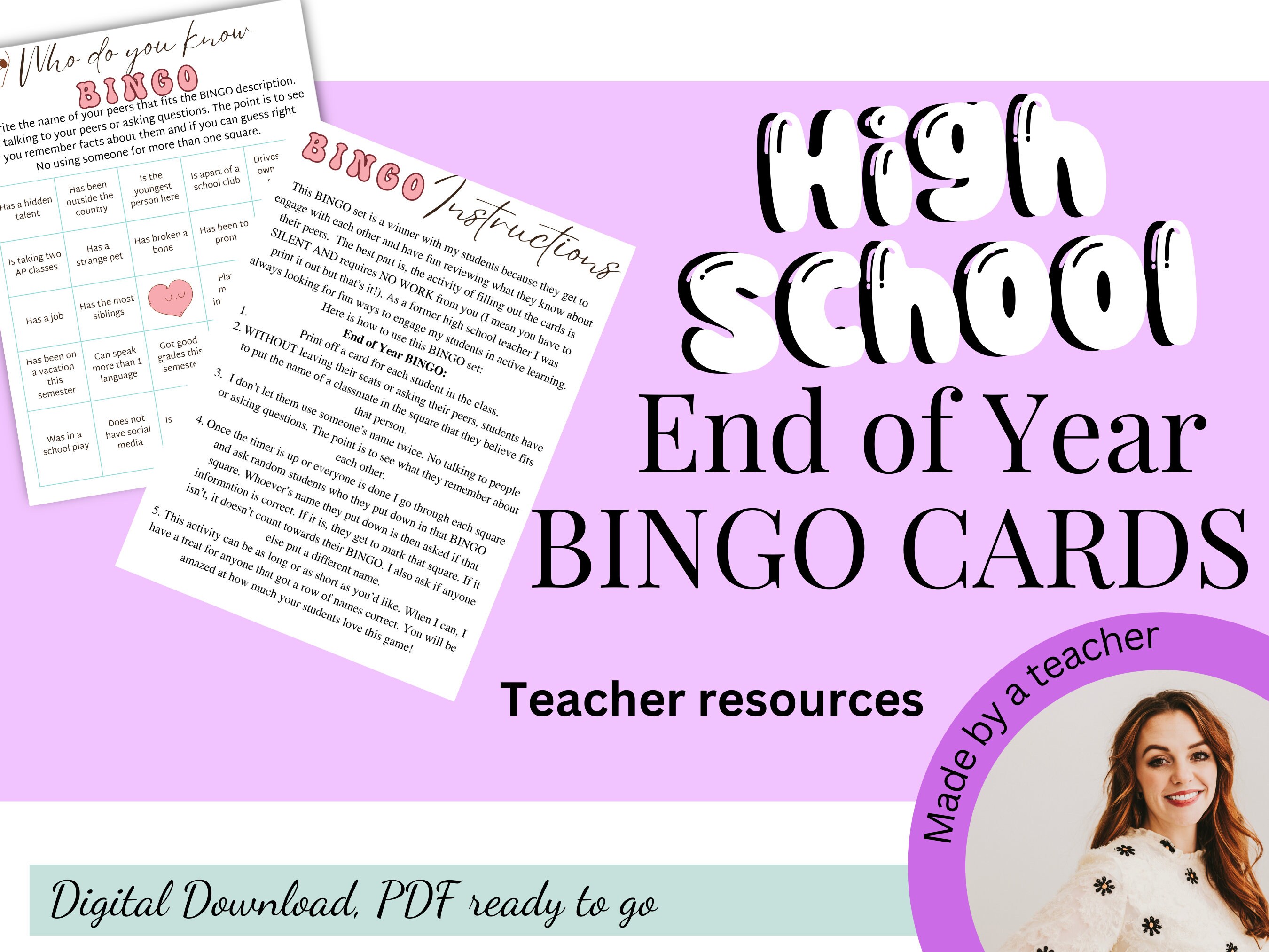 High School BINGO Cards Printable Get to Know You Bingo Cards Classroom ...