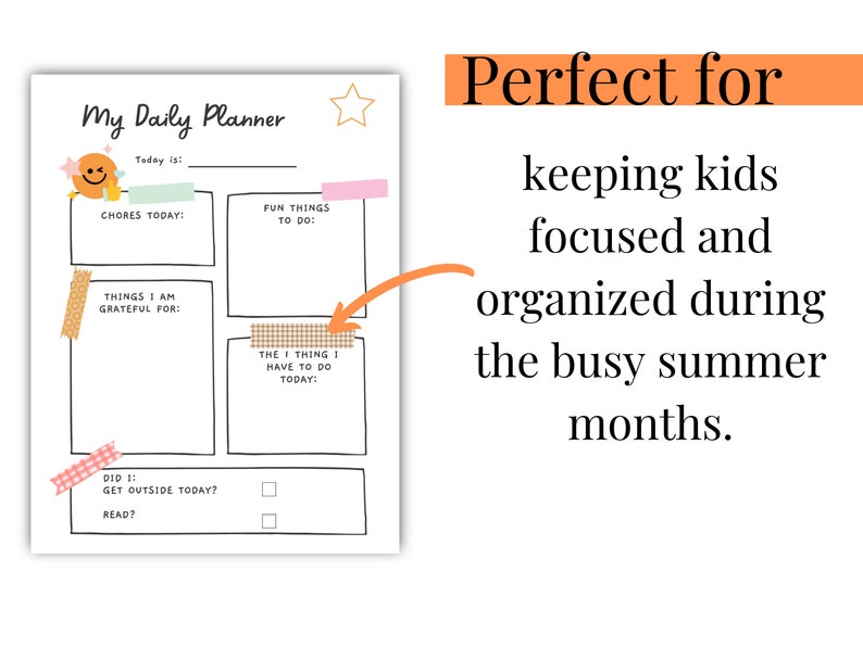 Kids Summer Planner Printable Weekly Monthly Daily Kids Planner Summer ...