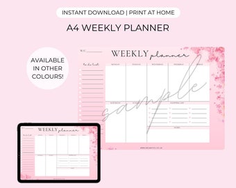 Pink Weekly Planner - Etsy