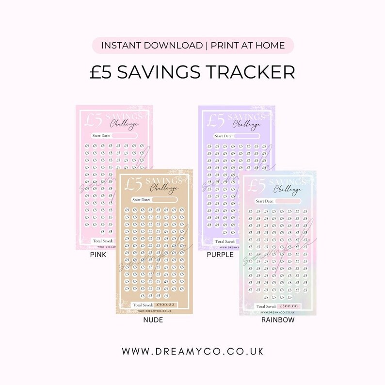 5 Pound Savings Challenge Save 500 Digital Download Print at Home X4 ...