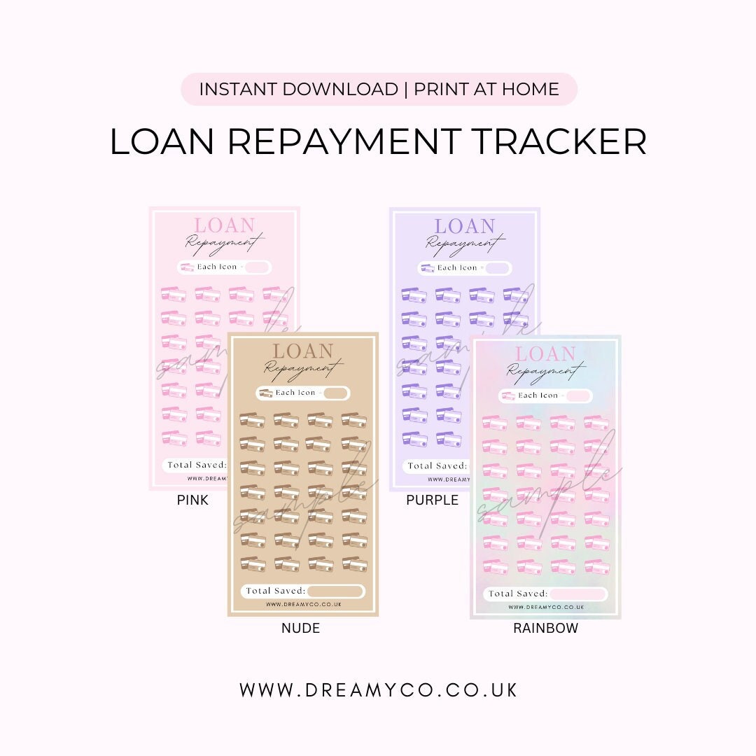 Loan Repayment Tracker | Digital Download - Print at Home | X4 Colours ...