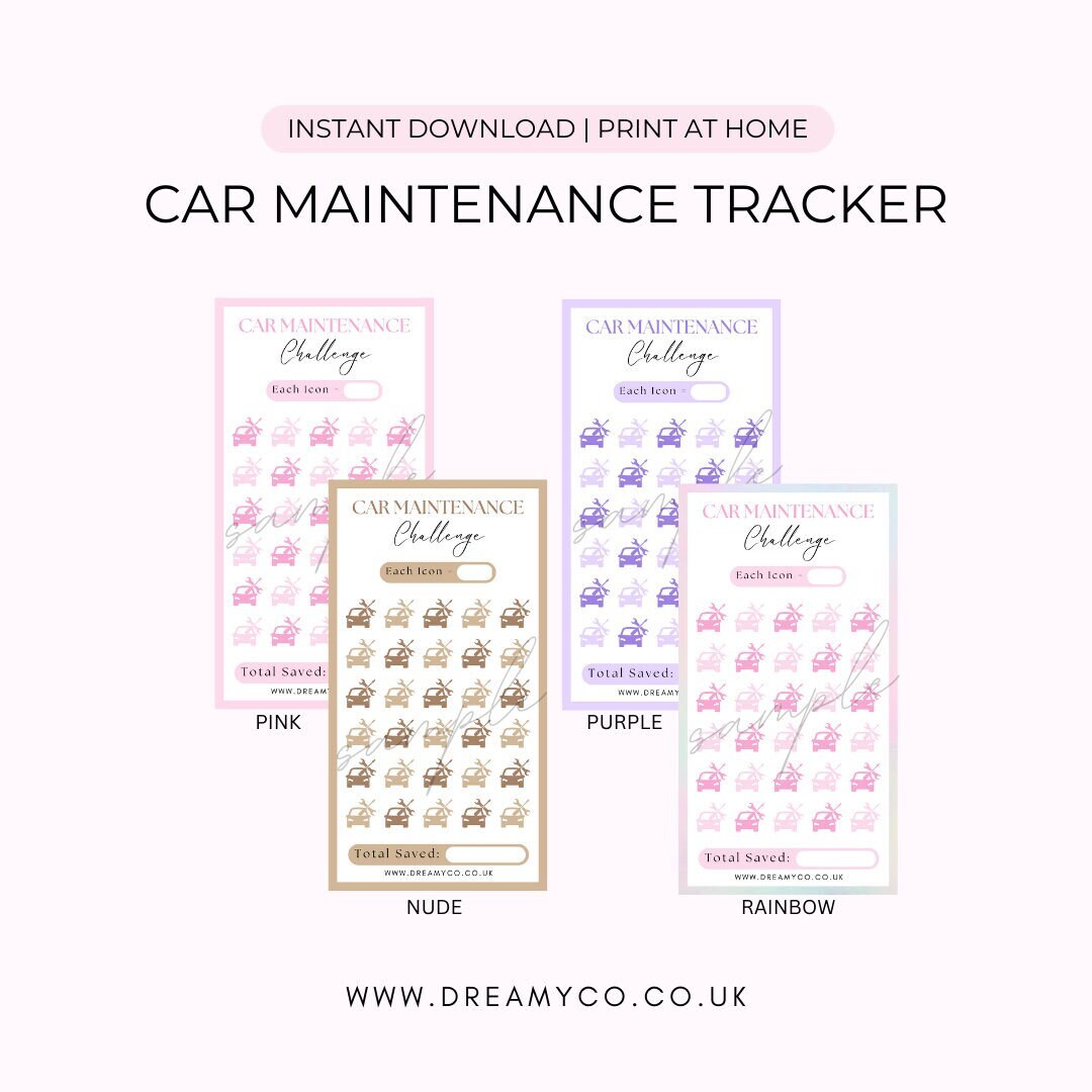 Car Maintenance Tracker Digital Download Print at Home X4 Colours A6 ...