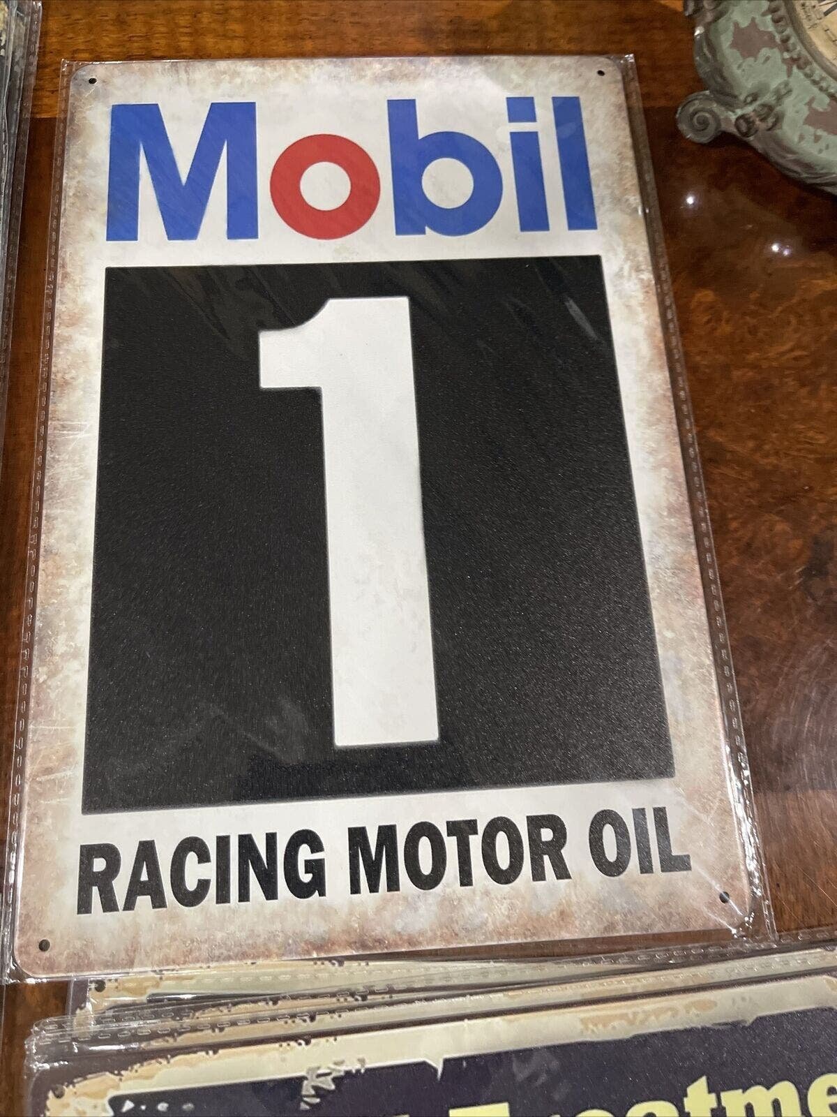 Vintage Mobil Gas Station Sign Mobil 1 Racing Motor Oil Retro Sign ...