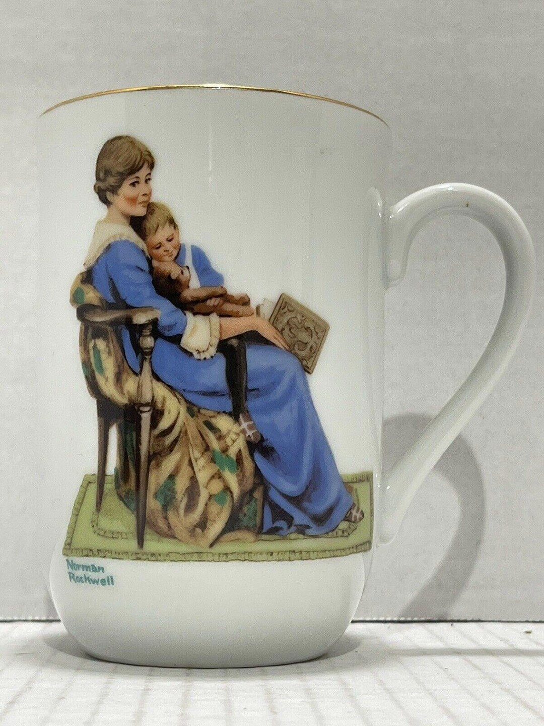 Bedtime Cup Norman Rockwell Museum Porcelain 1986 Vintage - Etsy