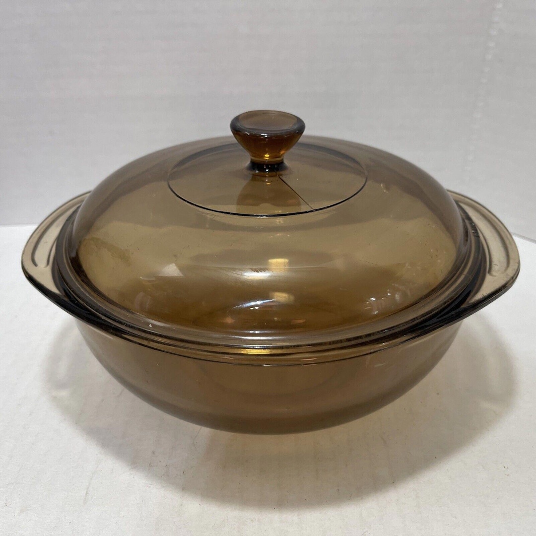 Vintage Pyrex Amber Glass 1.5 Quart Casserole Bowl 023 W/knob Top Lid ...