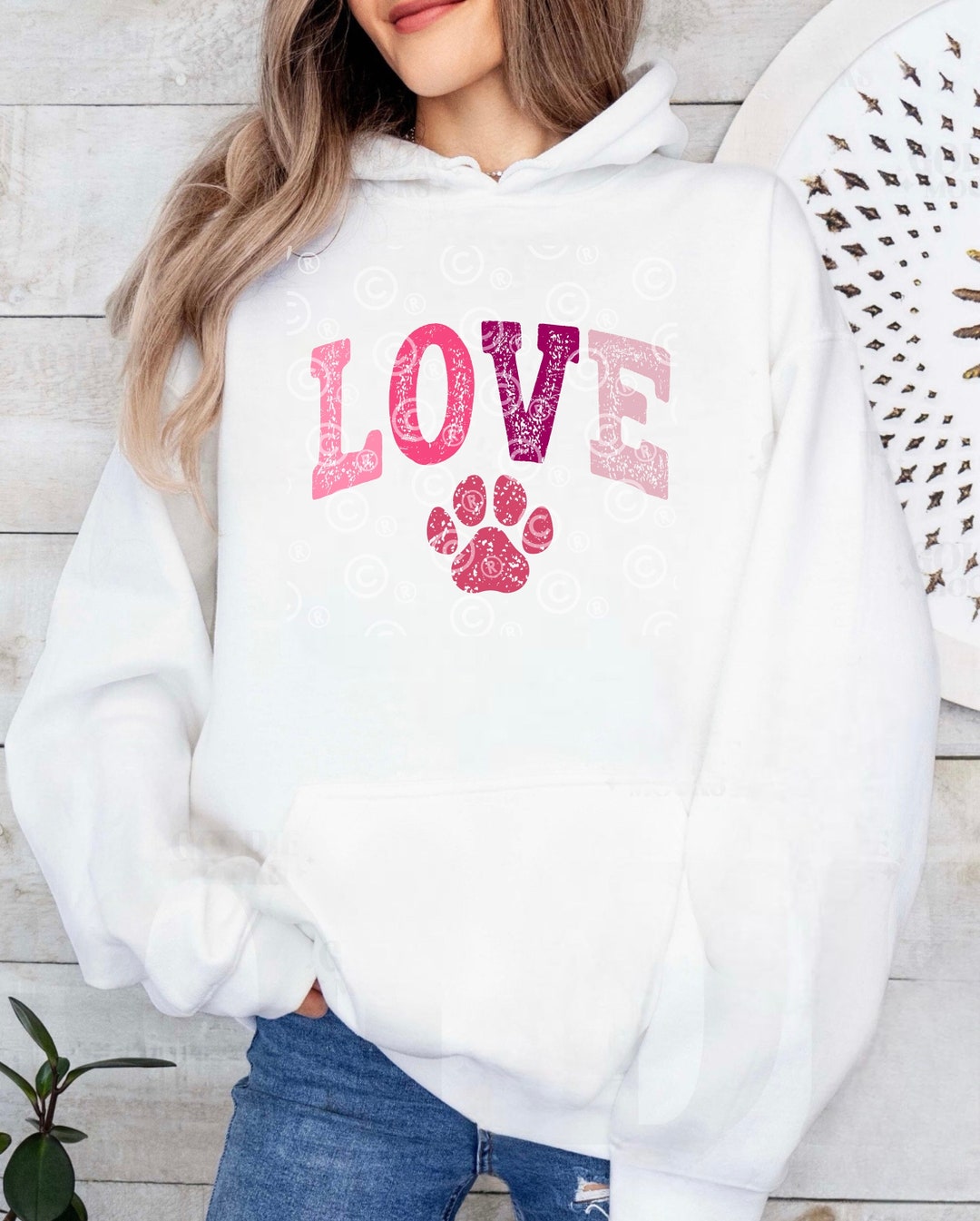 LOVE Paw Print Sweatshirt Valentines Day Gifts Dog Lover Cat Lover ...