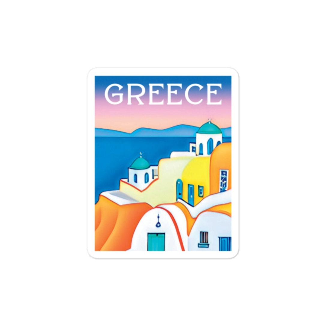 Greece Sticker, Santorini, Vinyl Sticker, Bubble-free, Travel Sticker ...