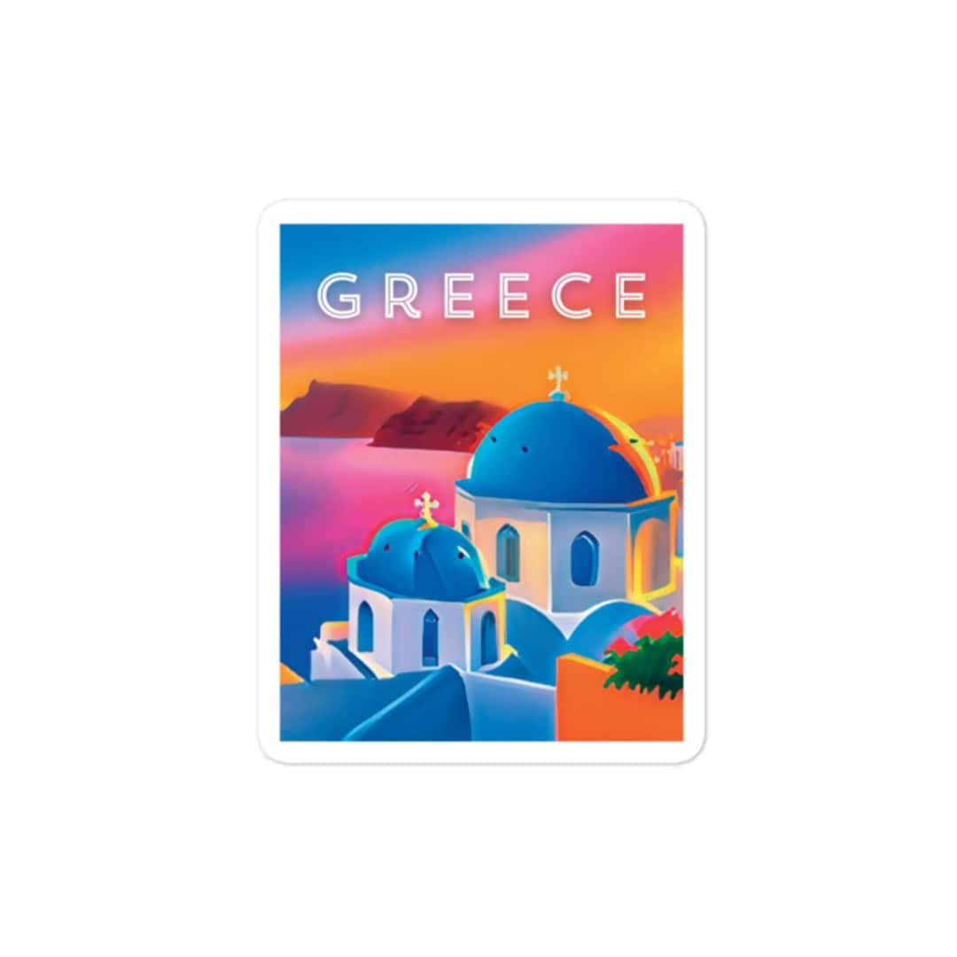 Greece Sticker, Santorini, Vinyl Sticker, Bubble-free, Travel Sticker ...