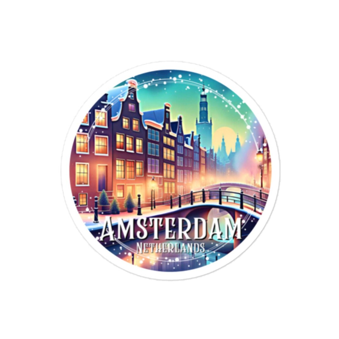 Winter in Amsterdam Sticker, Netherlands, Vinyl Sticker, Bubble-free ...