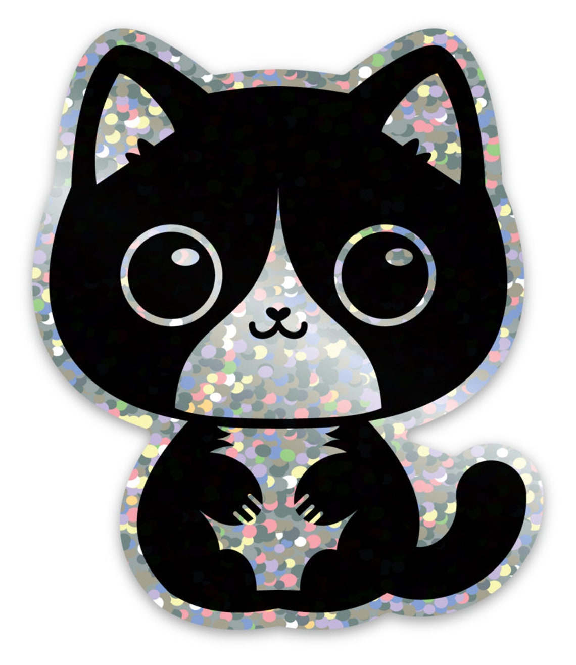 Tuxedo Cat Vinyl Sticker Glitter Sticker Tuxedo Cat Sticker for Laptop ...