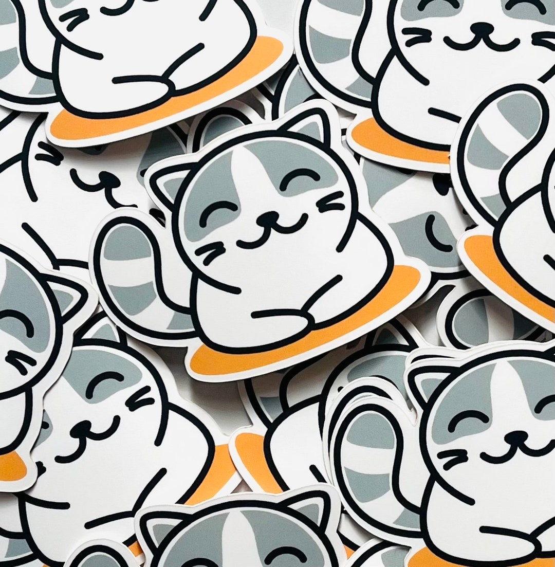 Tabby Cat Sticker Tabby Cat Smiling Cat Sticker Vinyl Cat - Etsy
