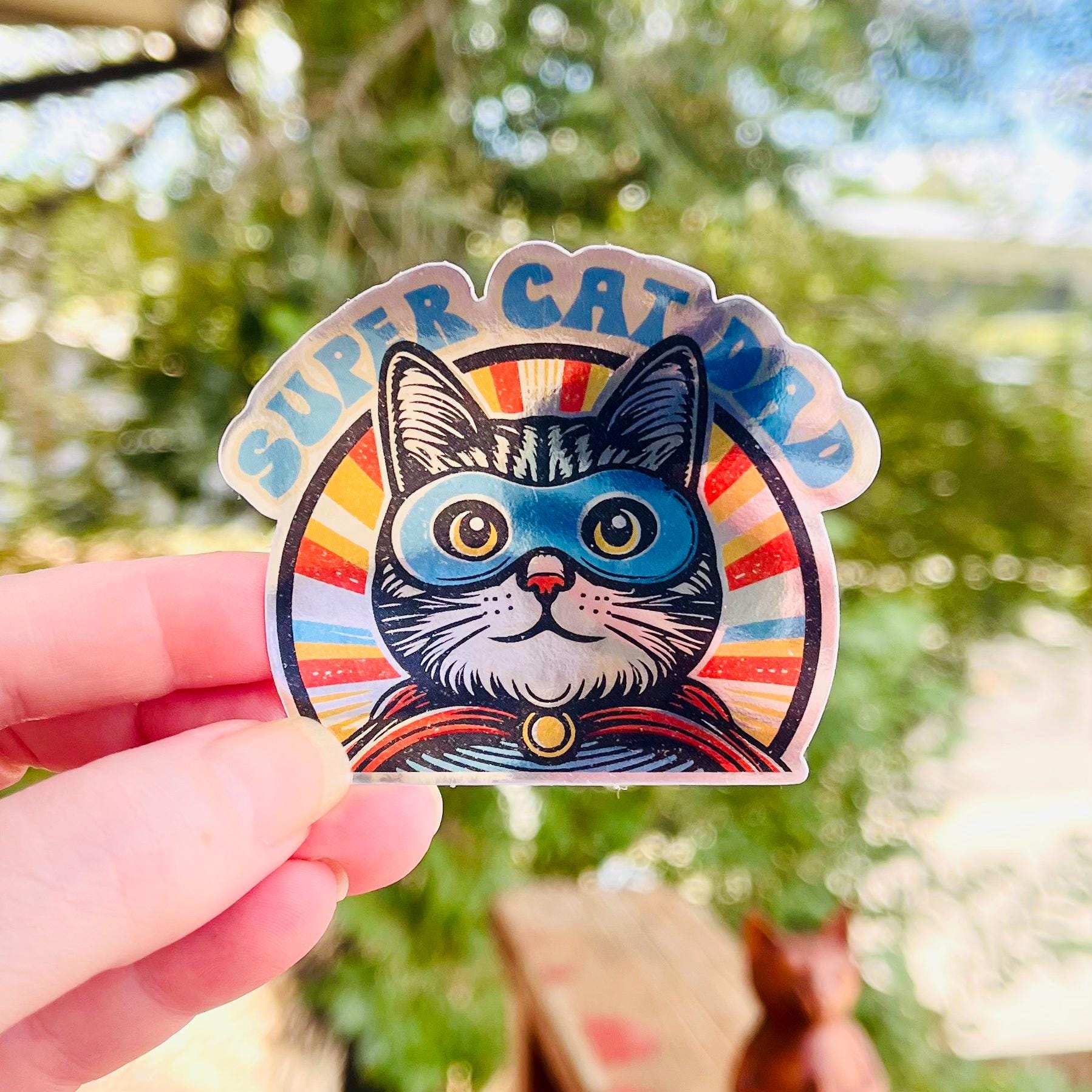 Cat Dad Sticker, Black Cat Sticker, Super Cat Dad, Laptop or Water ...