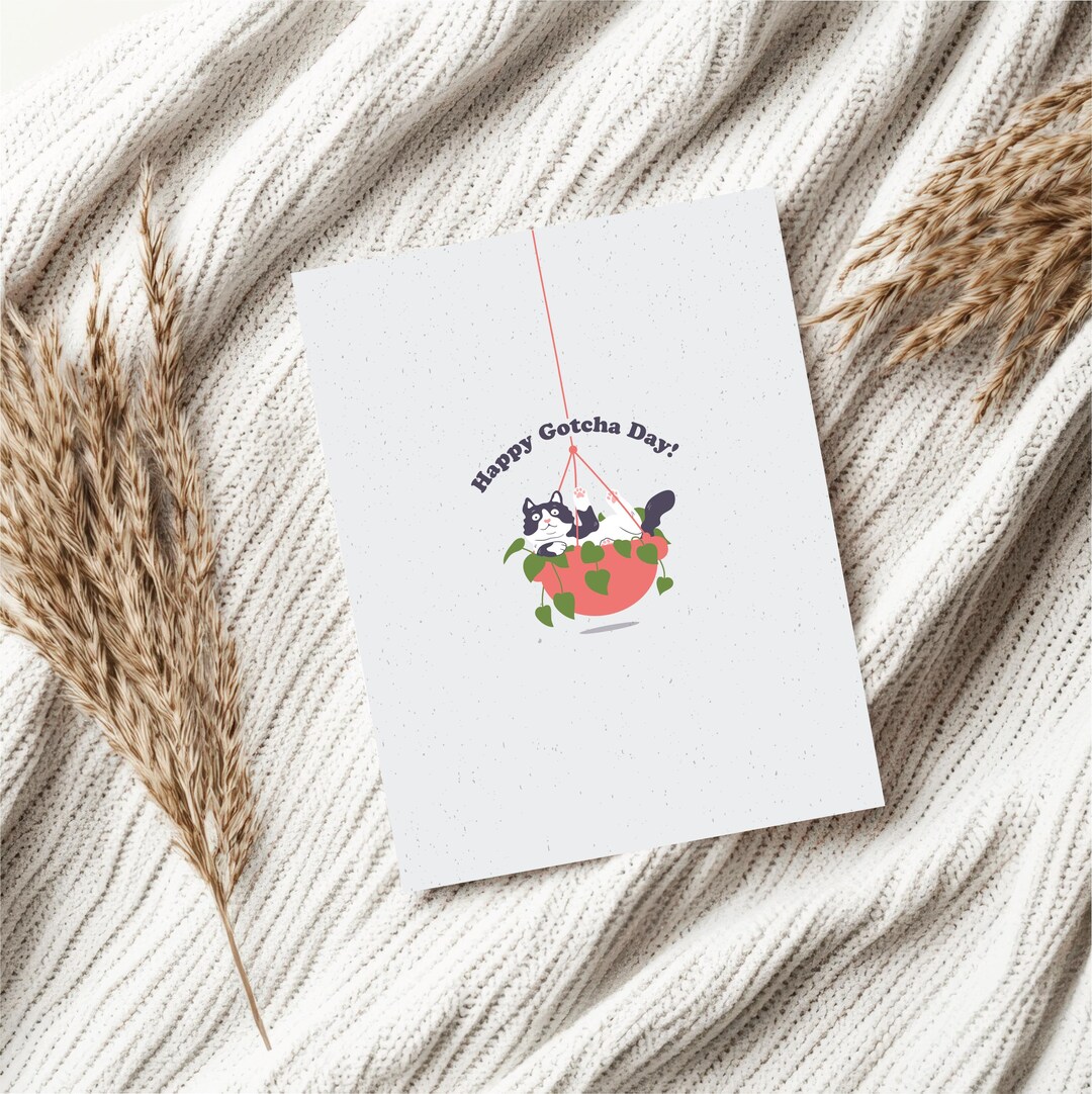 Happy Gotcha Day Cat Adoption Card, New Cat Gift, Cat Parents, Pet ...