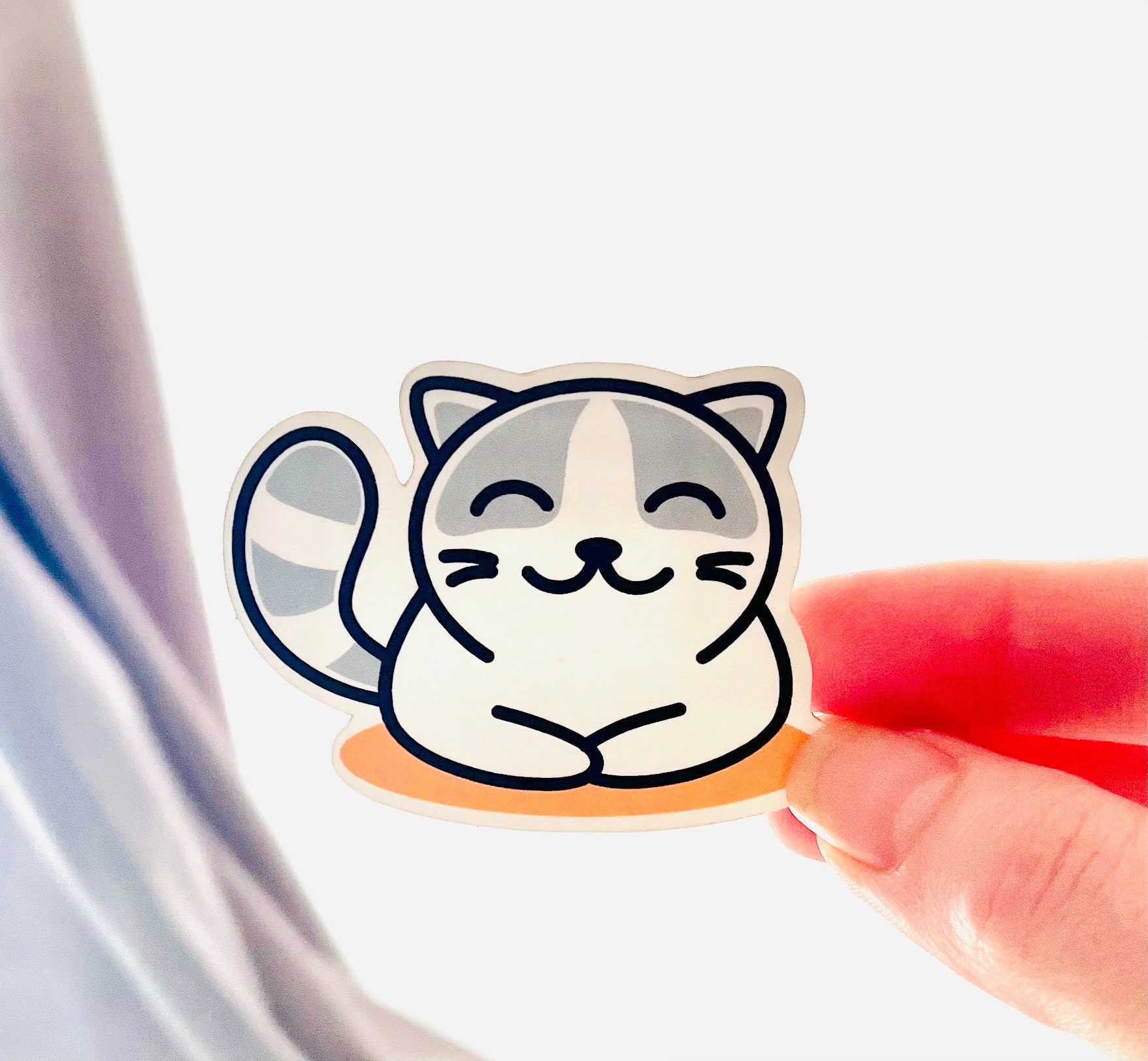 Tabby Cat Sticker Tabby Cat Smiling Cat Sticker Vinyl Cat Sticker - Etsy