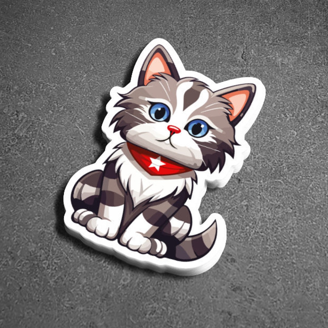 Tabby Cat Vinyl Sticker Tabby Cat Super Hero Cat Sticker for Laptop ...