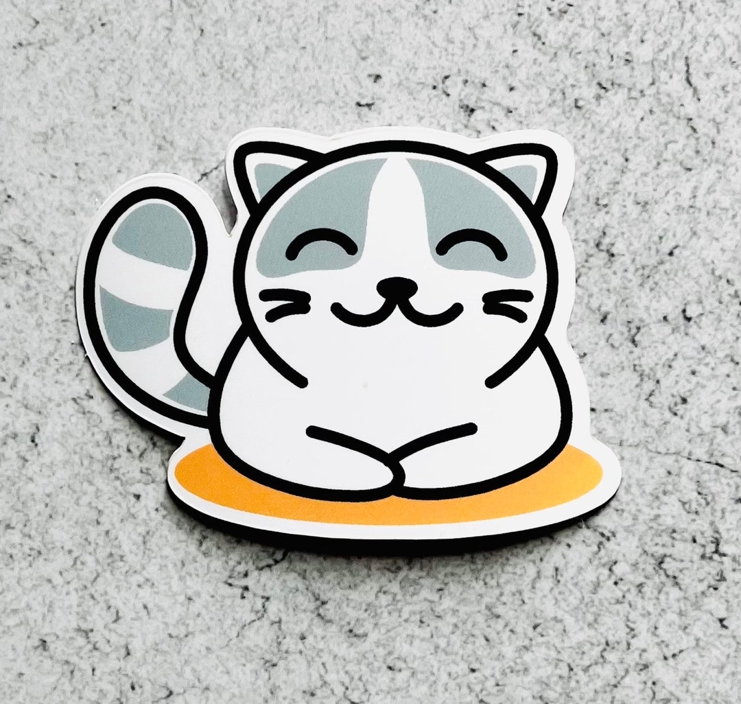 Tabby Cat Sticker Tabby Cat Smiling Cat Sticker Vinyl Cat Sticker - Etsy