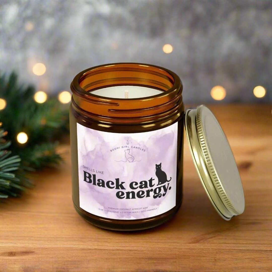 Smells Like Black Cat Energy Candle, Black Cat Candle, Cat Home Decor ...
