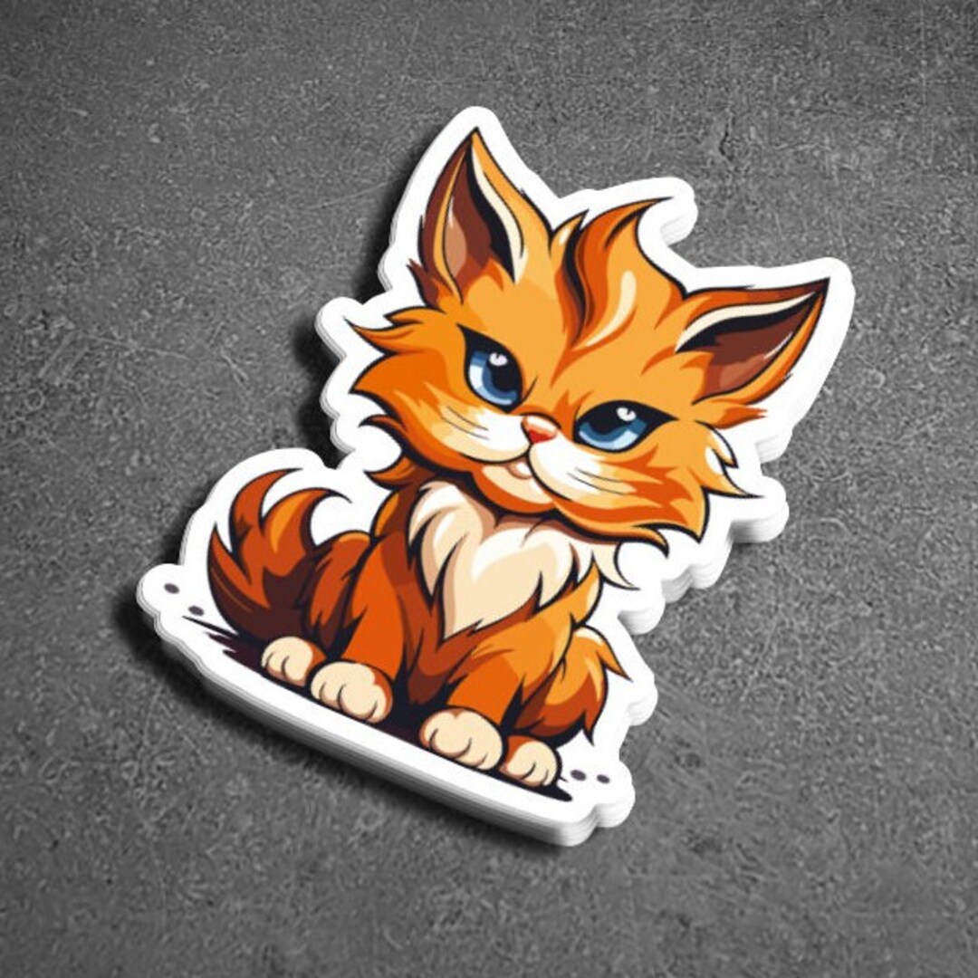 Orange Tabby Cat Vinyl Sticker Catitude Ginger Cat Waterproof Vinyl Cat ...