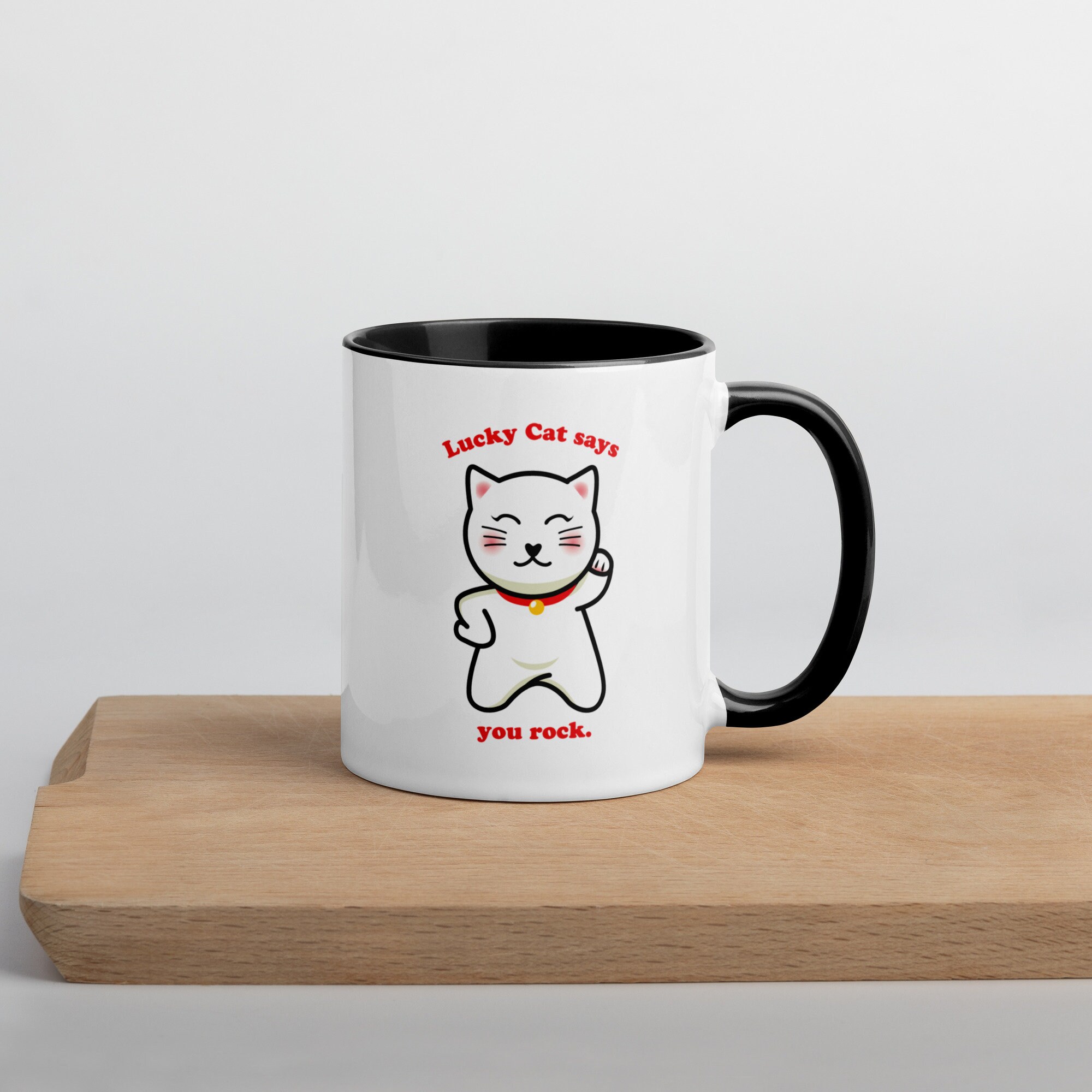 Lucky Cat Mug, Cute Cat Mug for Coffee or Tea, Cat Lover Gift, Fun Mug ...