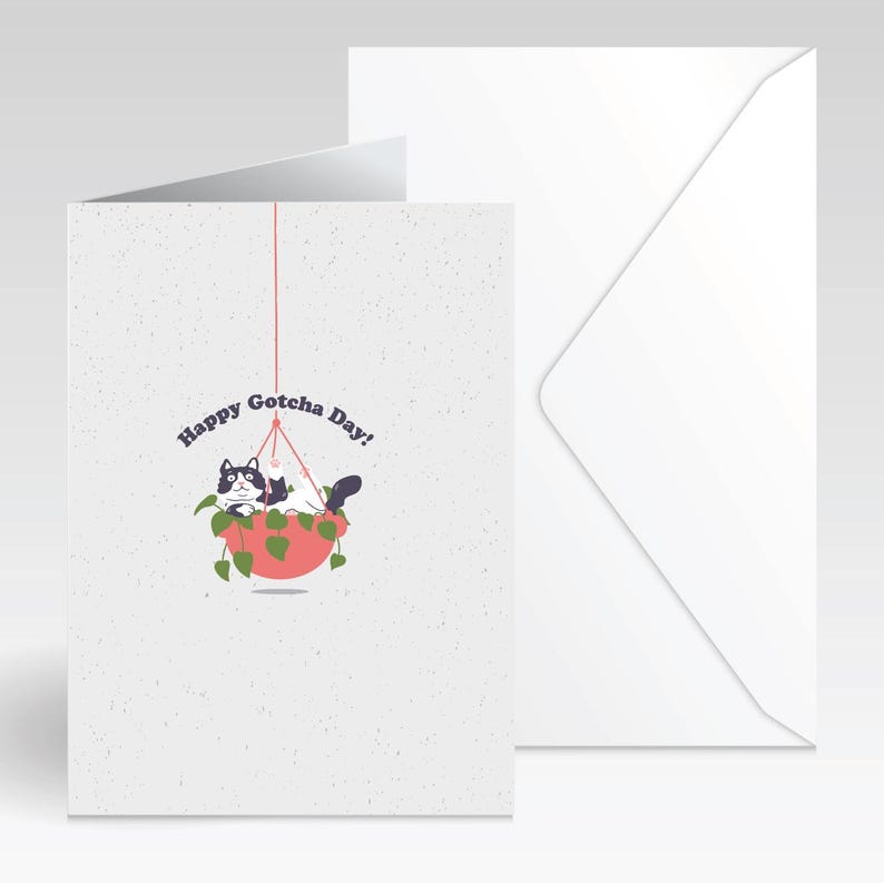 Happy Gotcha Day Card Blank Inside, Tuxedo Cat Card, Pet Adoption, Cat ...