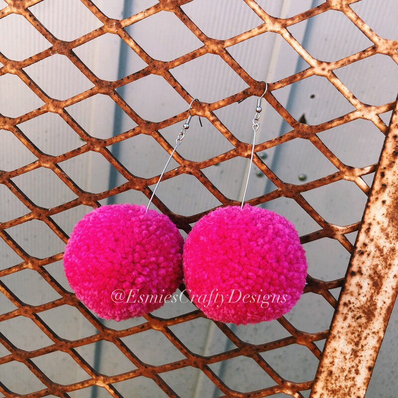 Pom Pom Earrings - Etsy