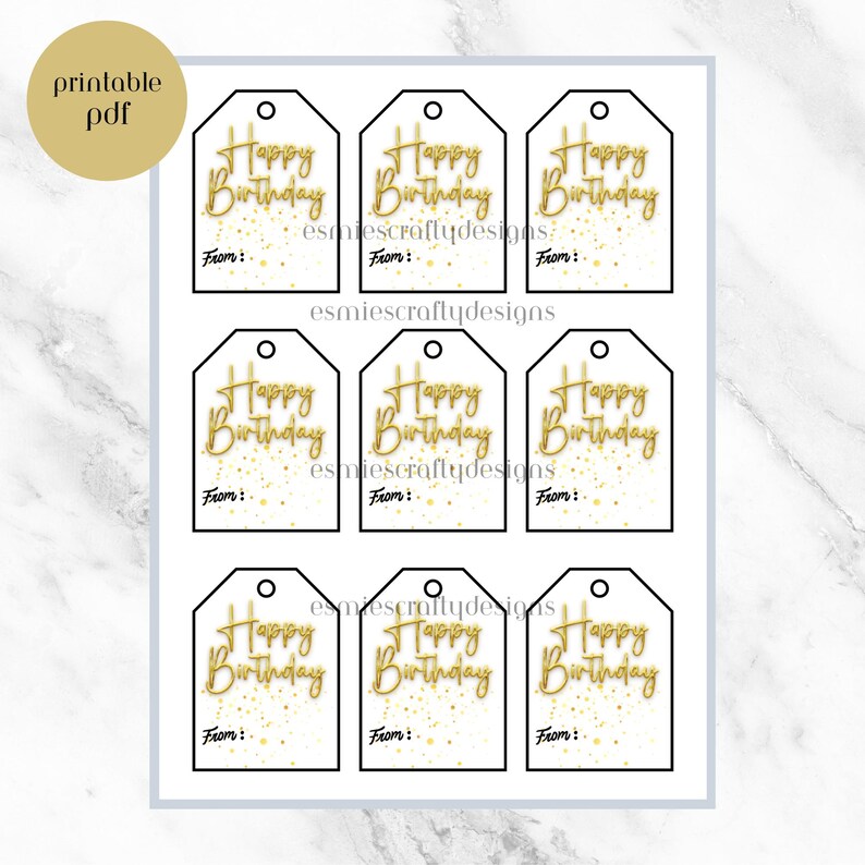 Birthday Gift Tags Printable, Printable Birthday Tag, Happy Birthday ...