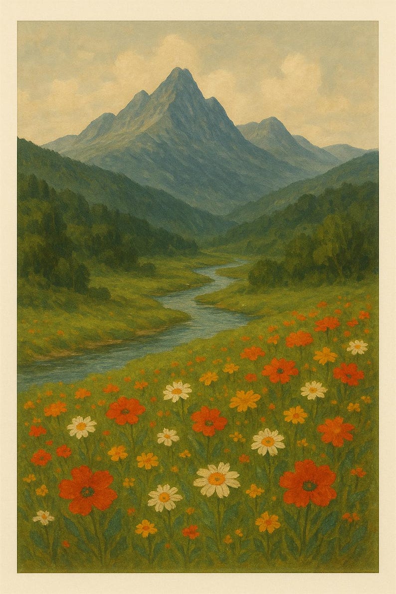 Nature Landscape Printable Poster Wall Art - Mountains With Wild ...
