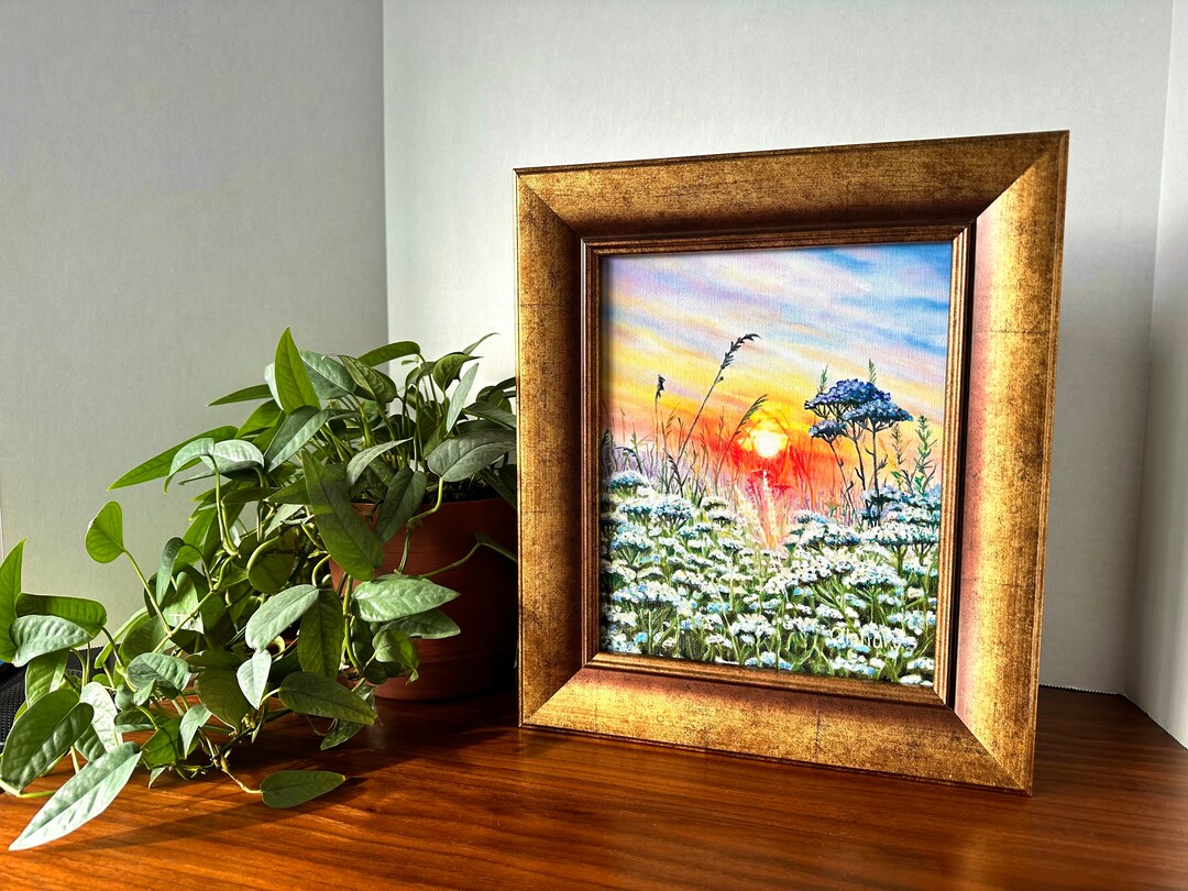 Original Oil Painting echo of Summer, Flowers, Small Art, Painting on ...