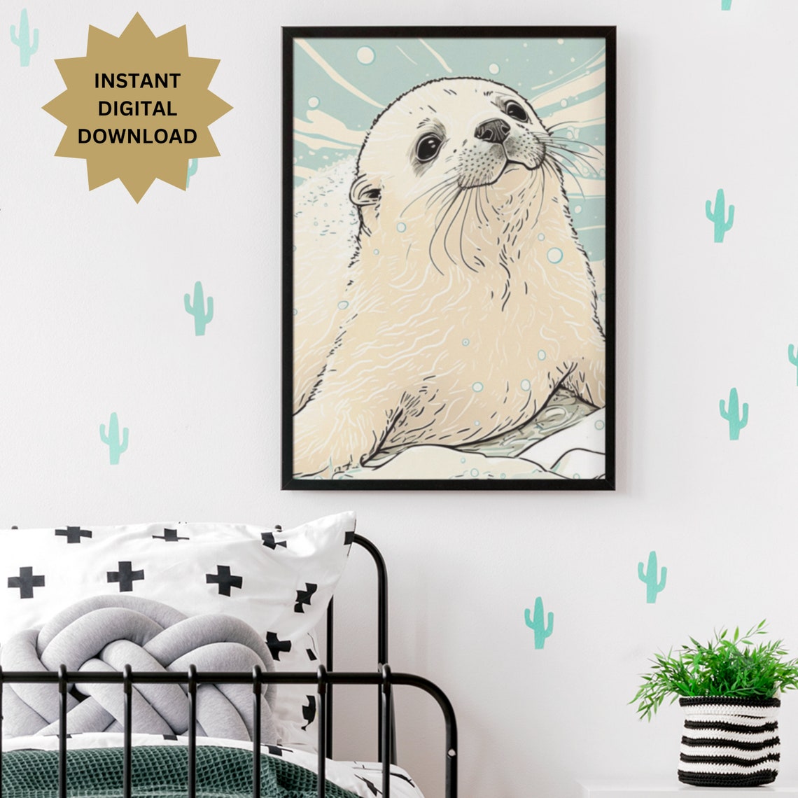 Seal Wall Art Printable Nursery Decor, Seal Bathroom Decor, Seal ...
