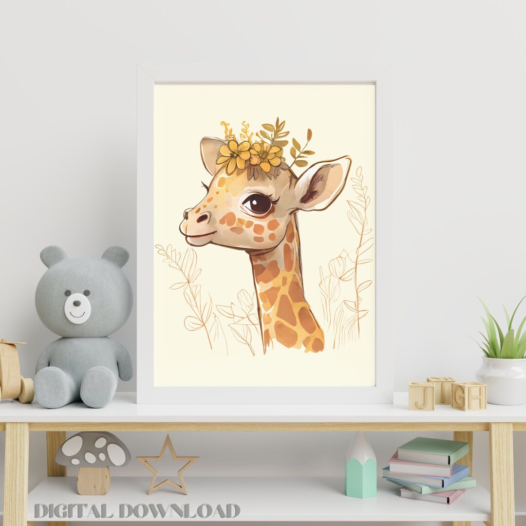 Giraffe Printable Nursery Wall Art, Safari Nursery Decor, Girls Room ...