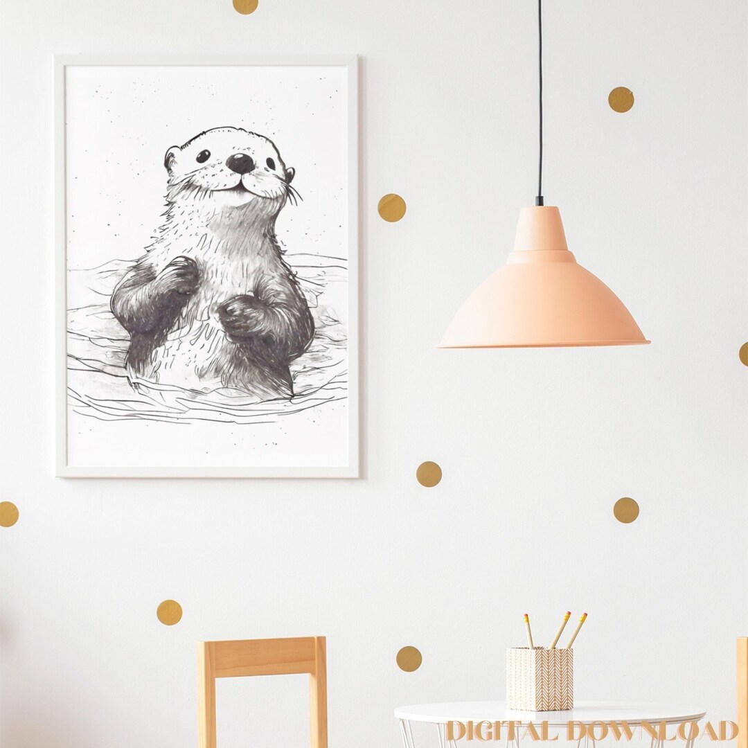 Otter Wall Art Printable, Otter Nursery Decor, Otter Living Room ...