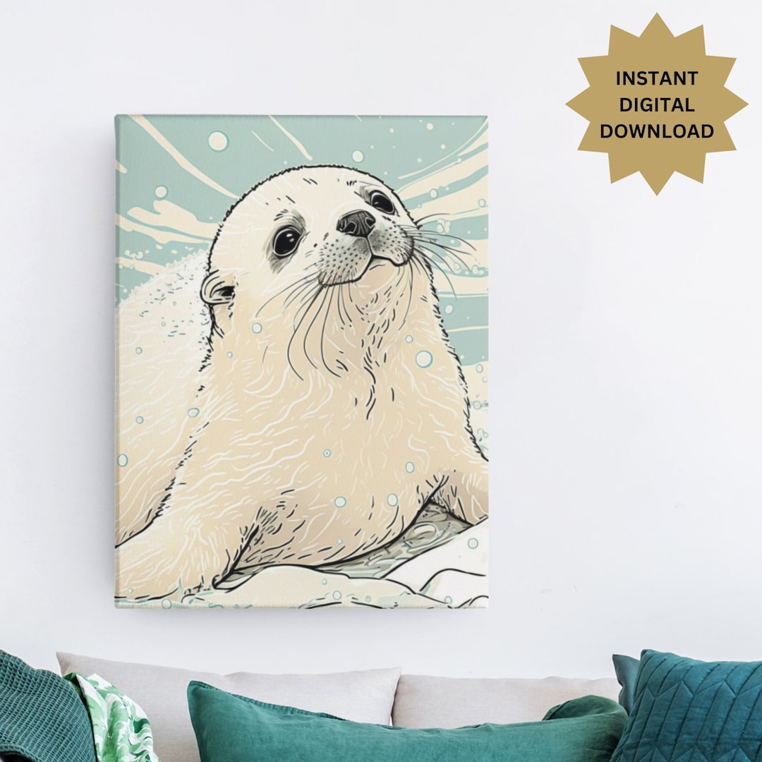 Seal Wall Art Printable Nursery Decor, Seal Bathroom Decor, Seal ...