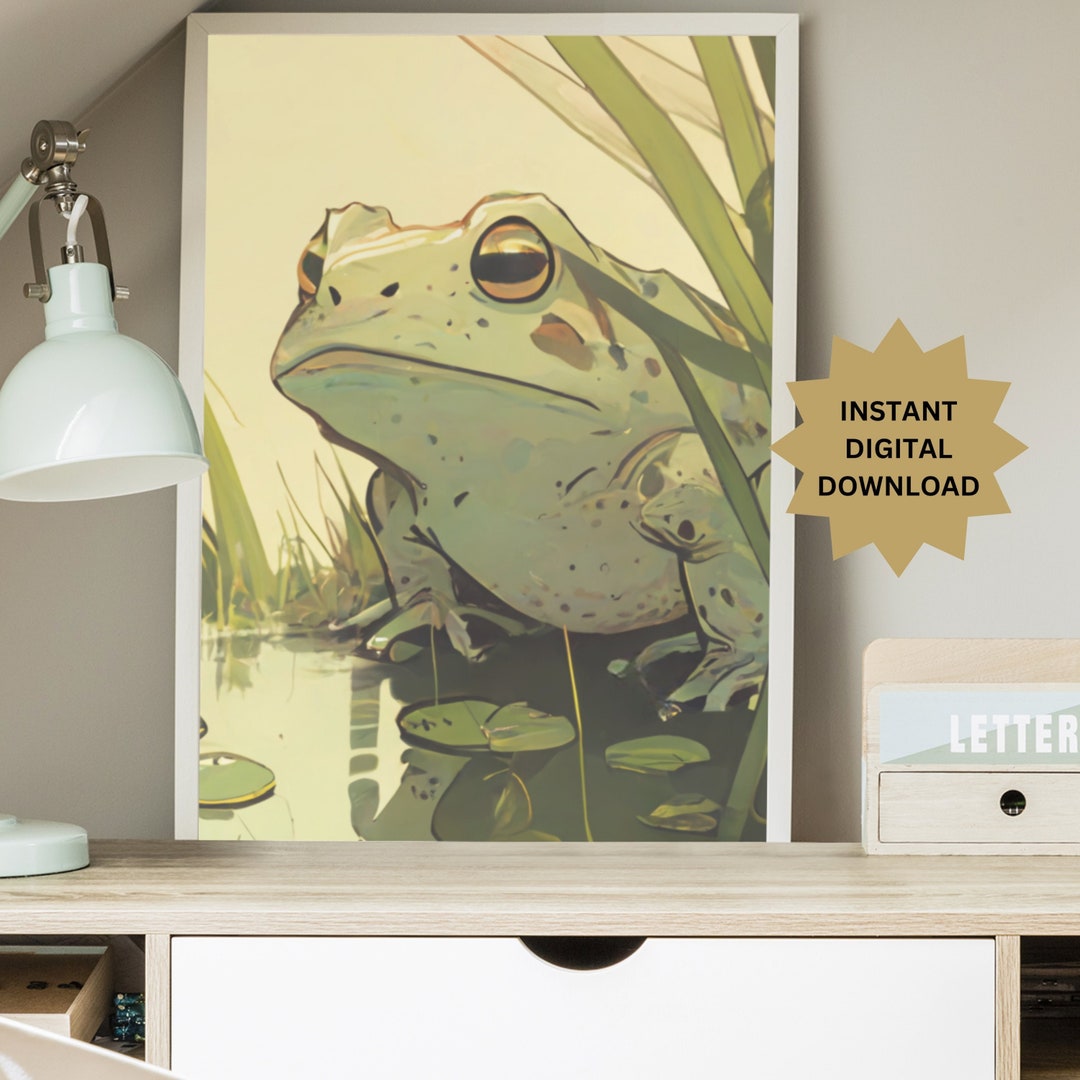 Frog Digital Print Wall Art, Frog Home Decor, Toad Wall Print ...