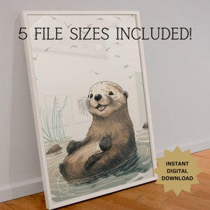 Sea Otter Wall Art Print, Otter Nursery Decor, Otter Bedroom Printable ...