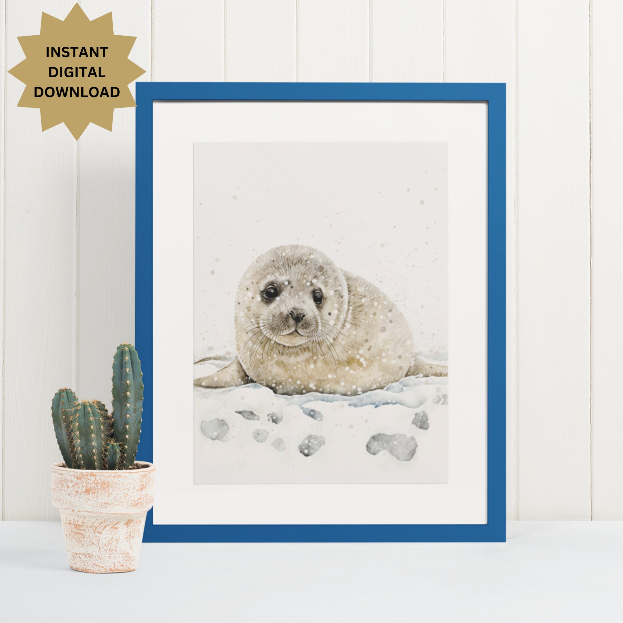 Set of 3 Seal Watercolour Wall Art Print, Nursery Illustrations, Seal ...