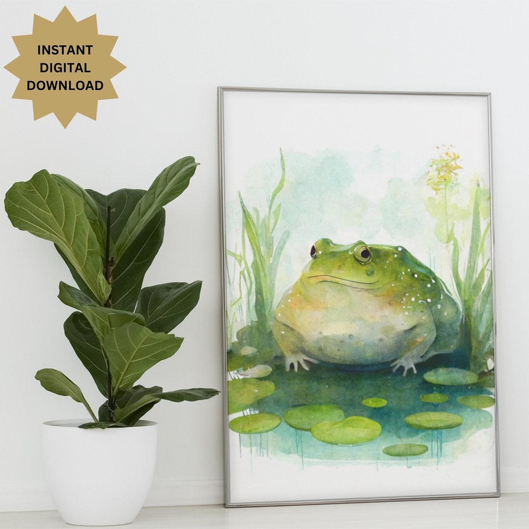 Watercolour Frog Wall Print, Froggie Wall Picture, Cute Frog Printable ...