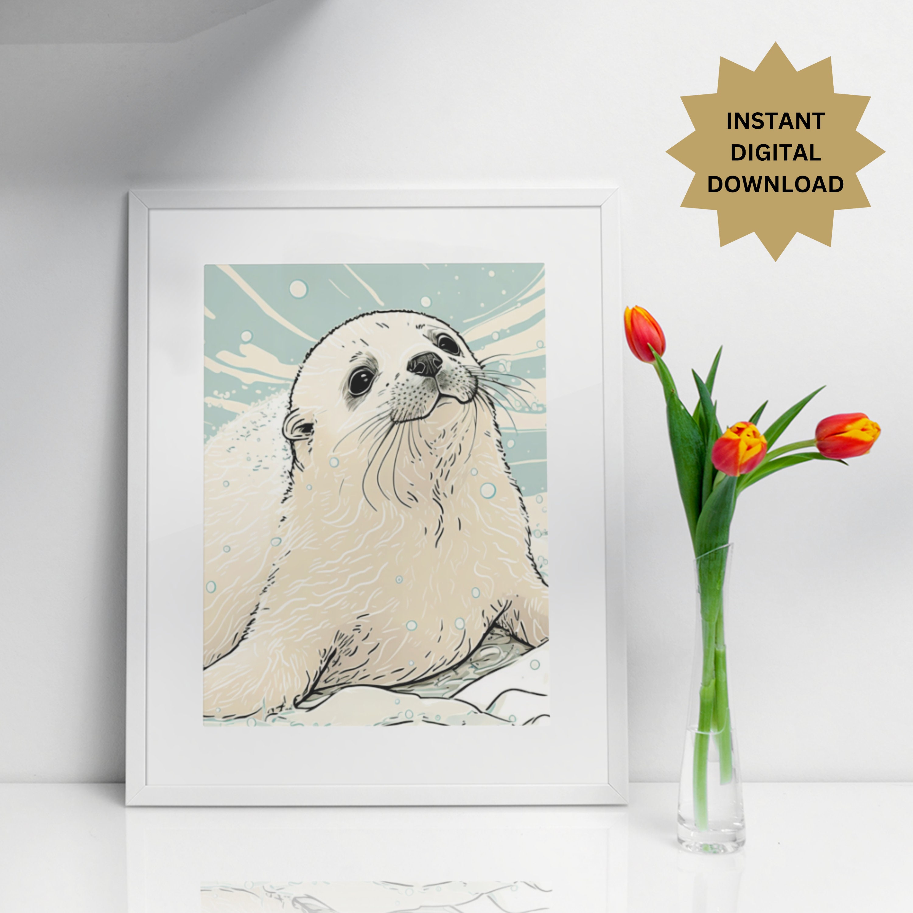 Seal Wall Art Printable Nursery Decor, Seal Bathroom Decor, Seal ...
