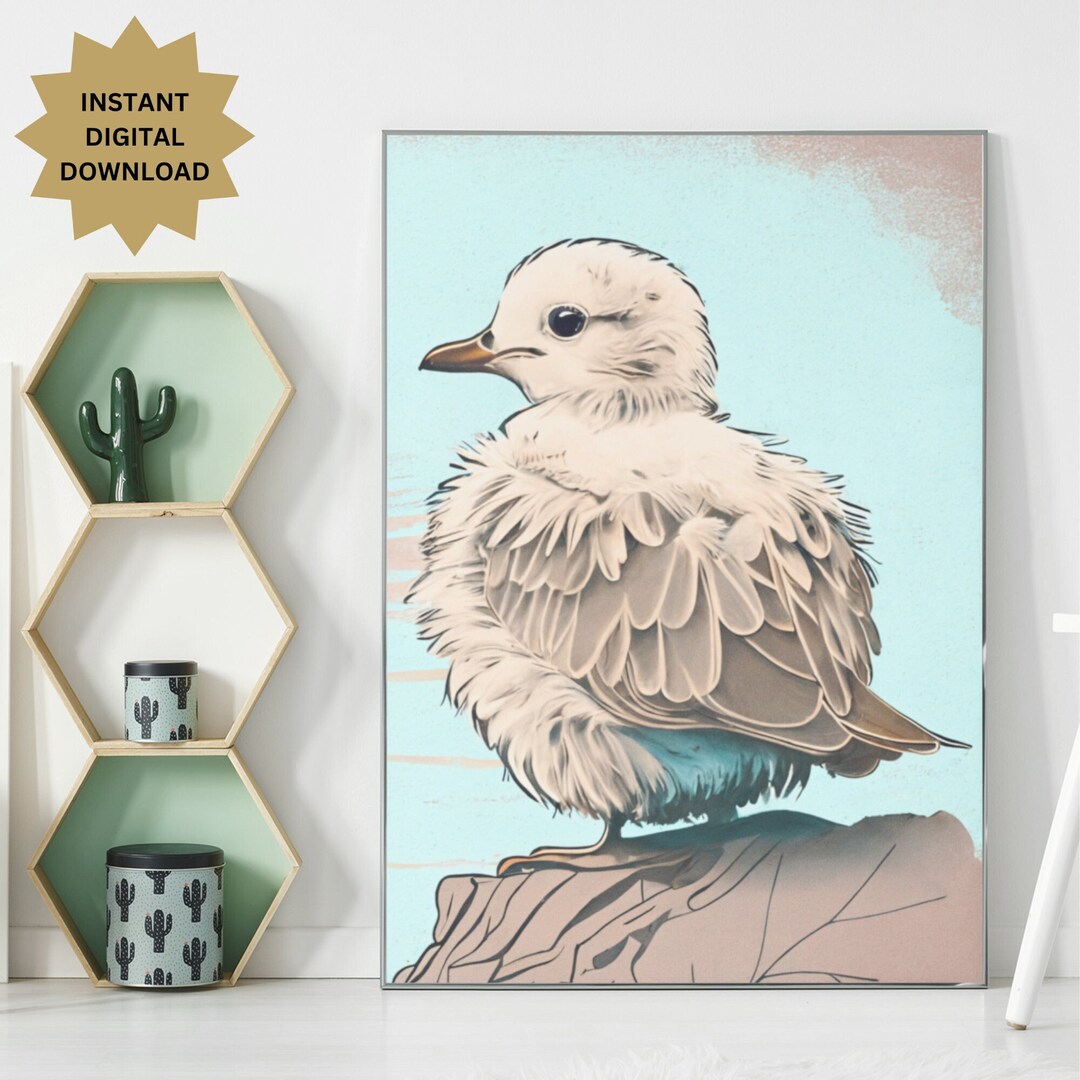 Seagull Printable Wall Art, Beach House Bird Decor, Seagull Cottage ...