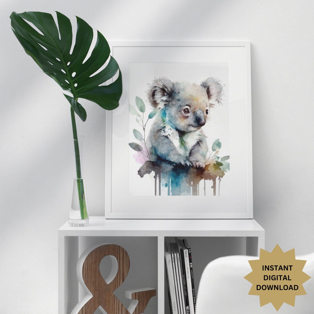 Koala Watercolour Printable Art, Koala Nursery Print, Koala Living Room ...